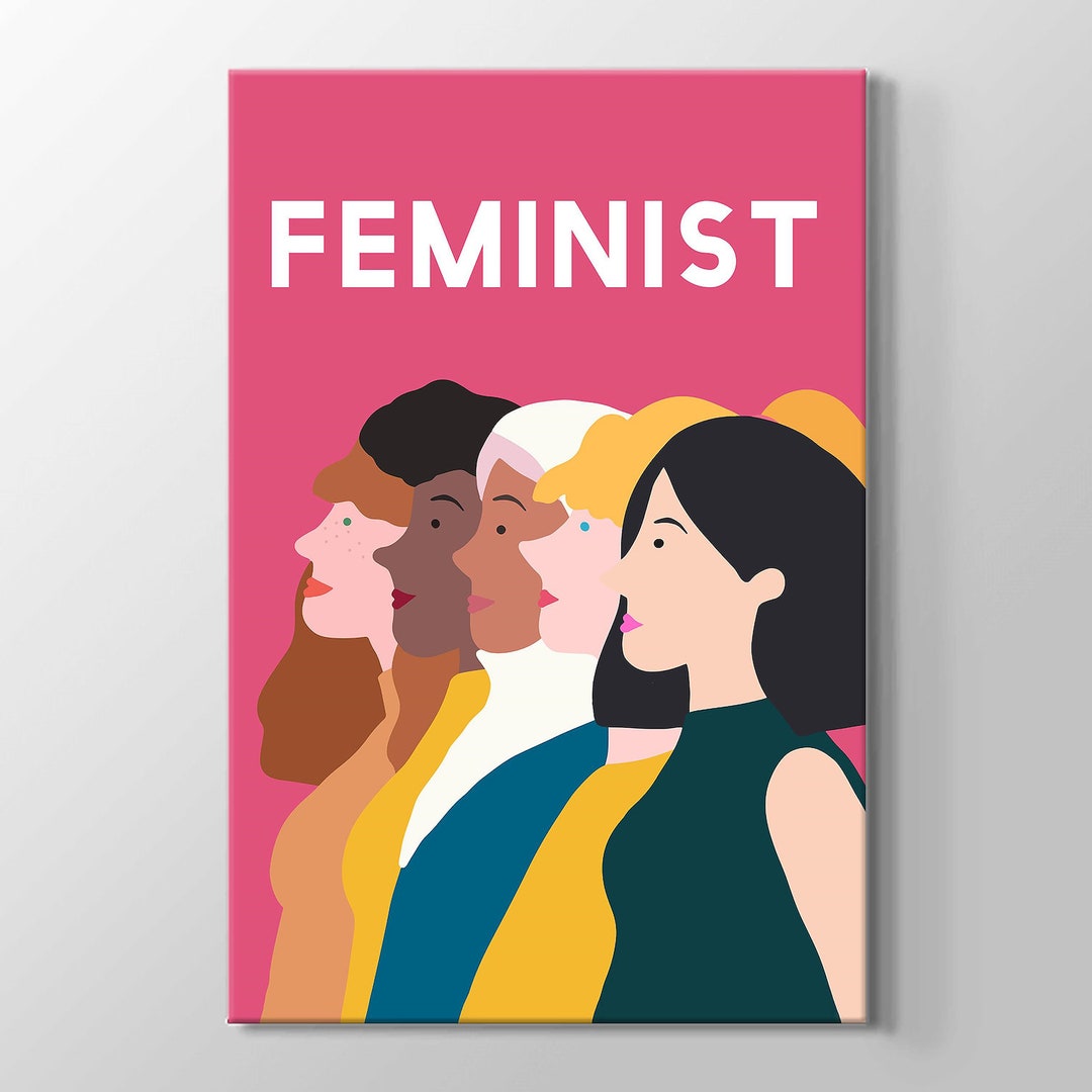 Feminist Pink Background Strong Women Wall Art High Quality Wall ...