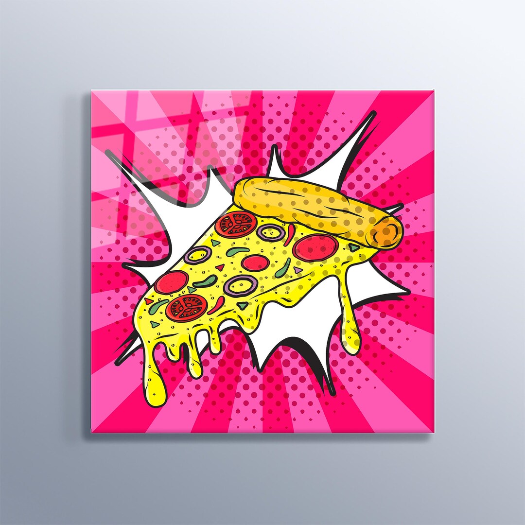 Comic Book Style Pizza Wall Art Home Decor High Quality Tempered Glass ...