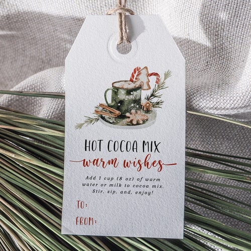 Holiday Tag Template Printable Christmas Gift Tag Hot Cocoa - Etsy