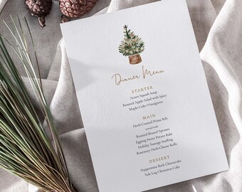 Christmas Menu Template, Printable Christmas Dinner Menu, Holiday ...