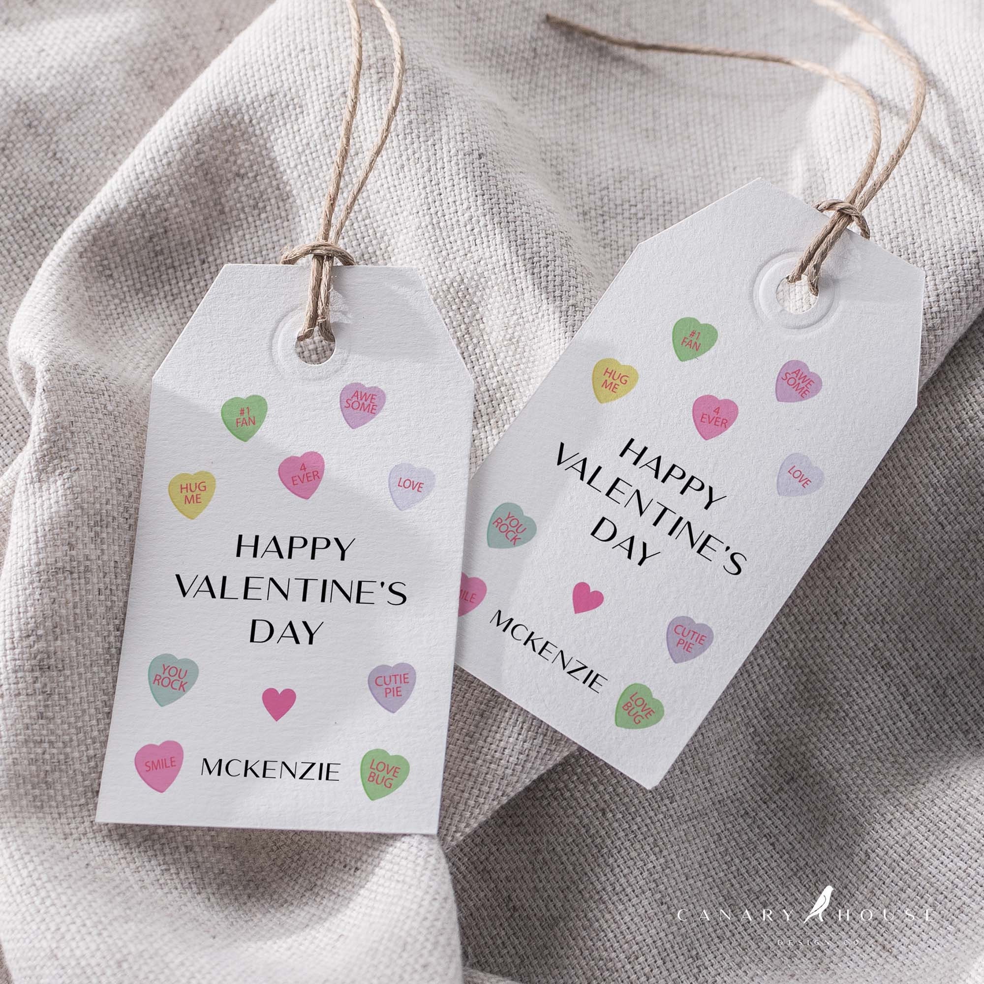 Valentine's Day Gift Tag Template, Conversation Hearts, Printable ...