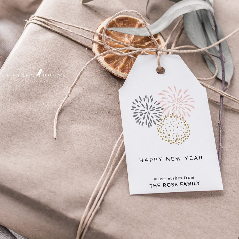 New Year's Gift Tag Template, Printable New Year's Favor Tag, Editable ...