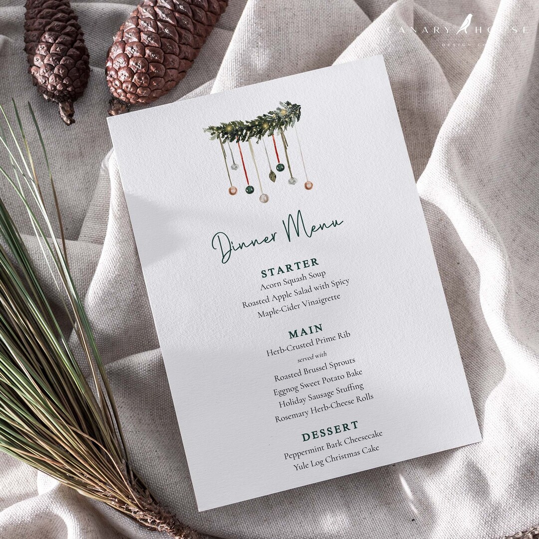 Christmas Menu, Dinner Menu, Modern Christmas Dinner Menu, Food Menu ...