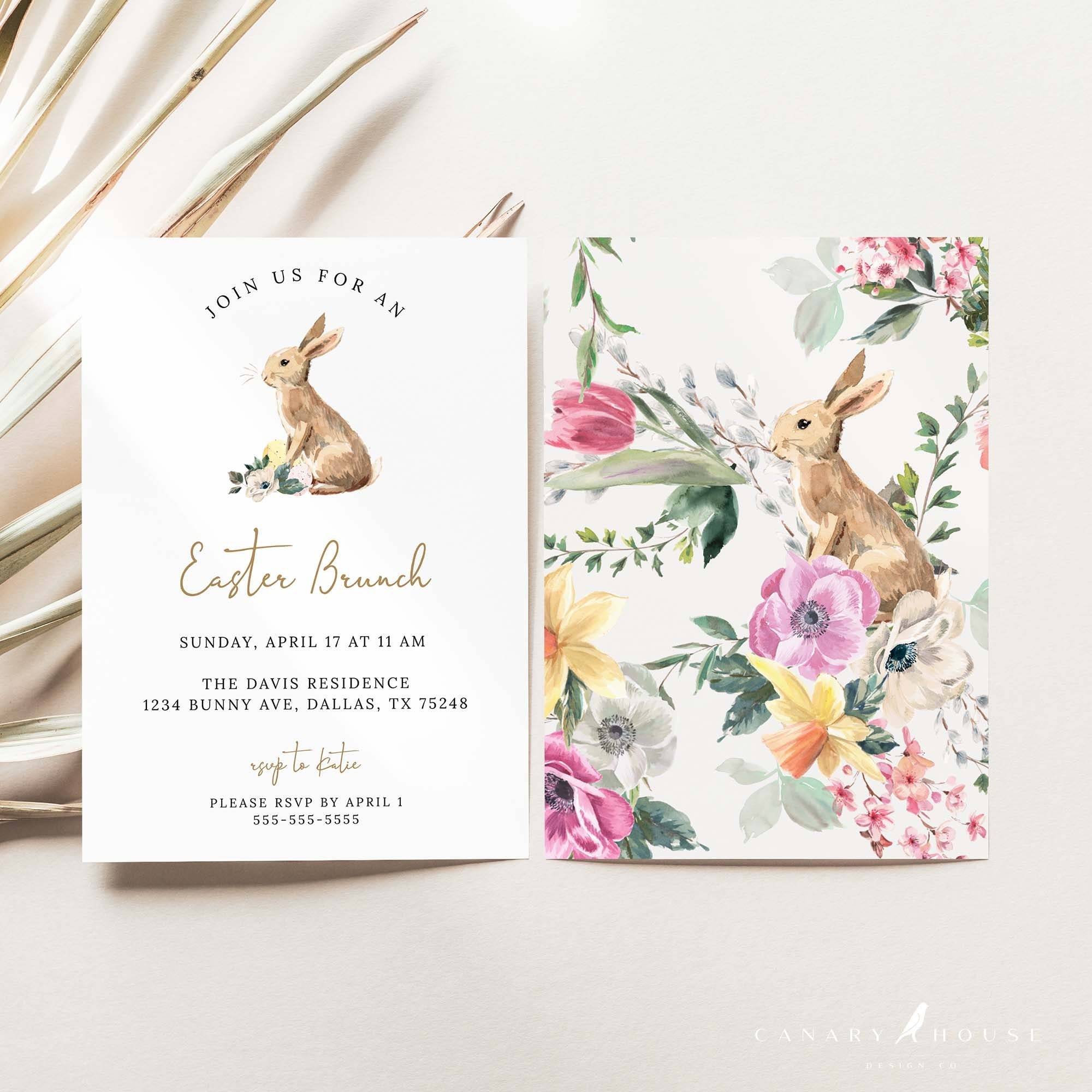 Easter Invitation Template, Editable Easter Brunch Invitation, Easter ...