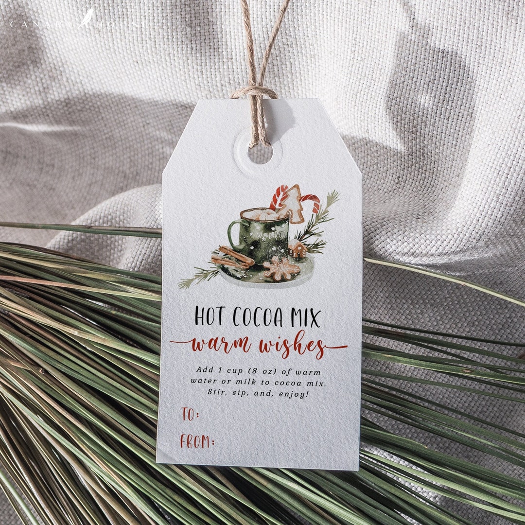 Christmas Hot Chocolate Gift Tags, Printable Cocoa Directions Tags, Hot ...