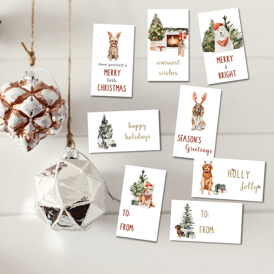 Christmas Gift Tag Template, Editable Holiday Gift Tags, Printable Dog ...