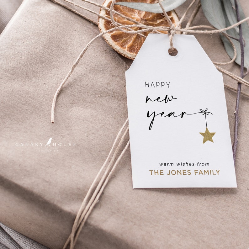 New Year's Gift Tag Template, Printable New Year's Favor Tag, Editable ...