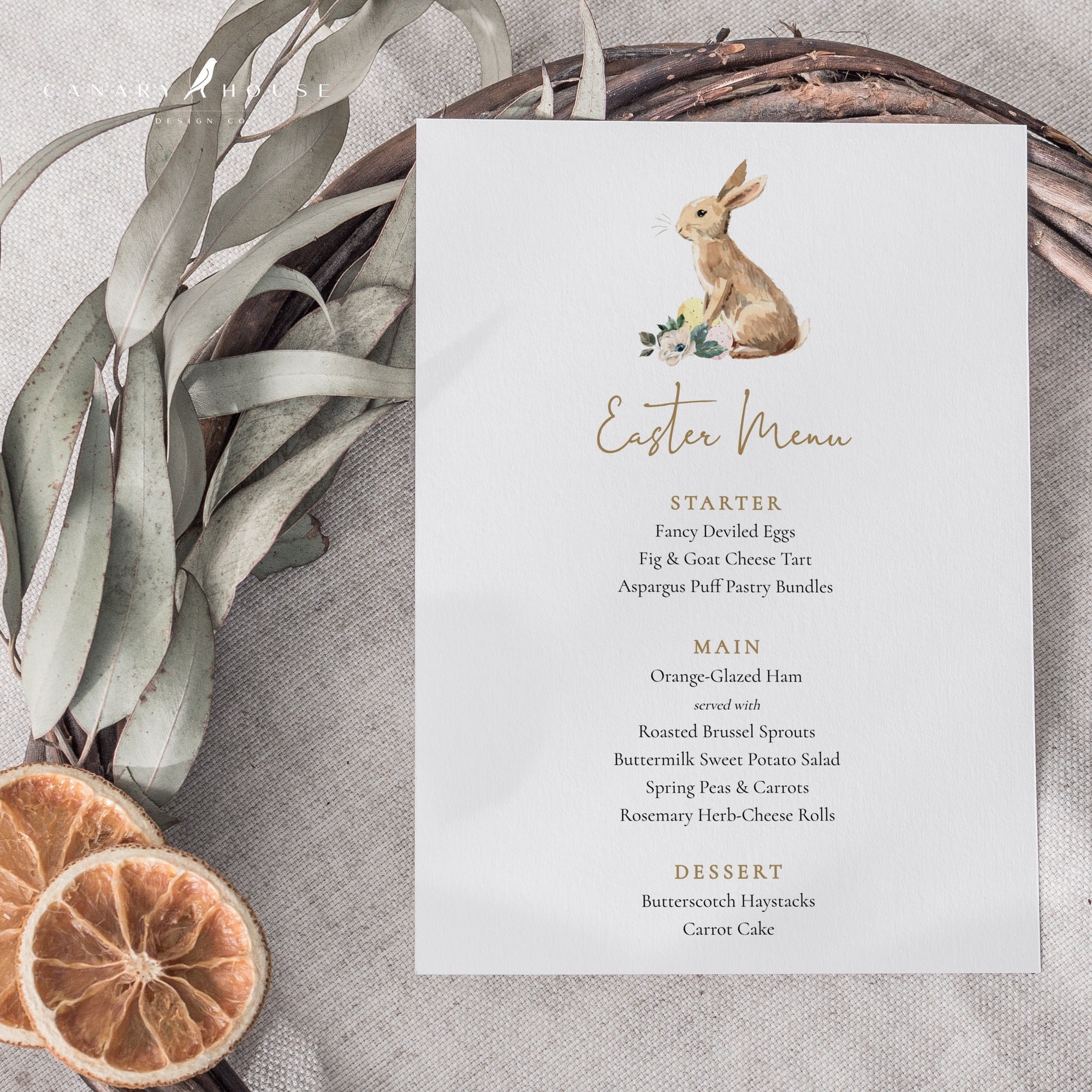 Easter Menu, Easter Brunch Menu, Watercolor Bunny Menu, Self-editable ...