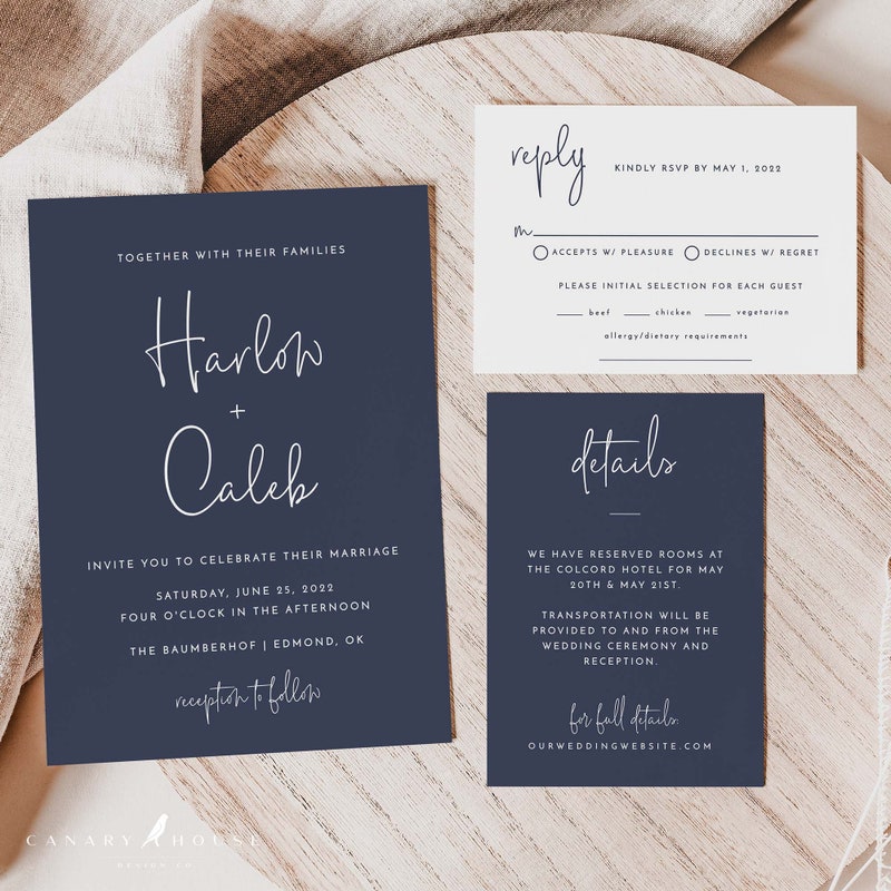 Navy Blue Invitation - Etsy