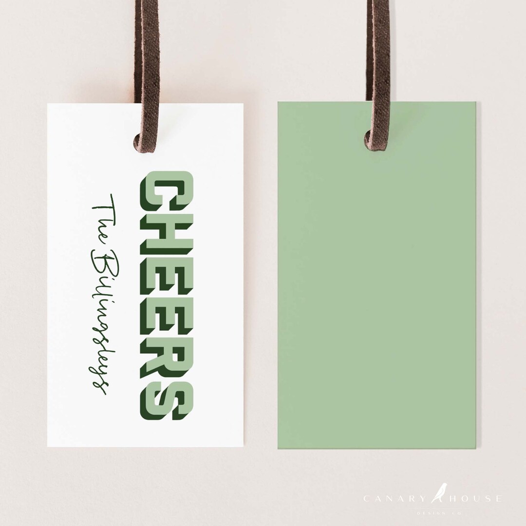 Holiday Gift Tag Template, Printable Cheers Block Letters Tag, Editable ...