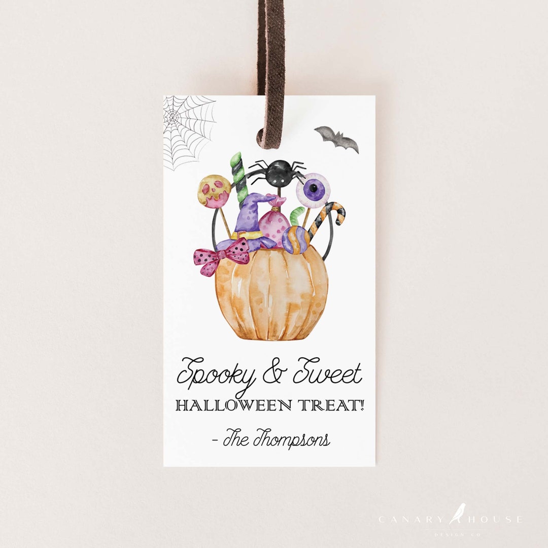 Spooky & Sweet Halloween Gift Tag Template, Halloween Favor Tag ...