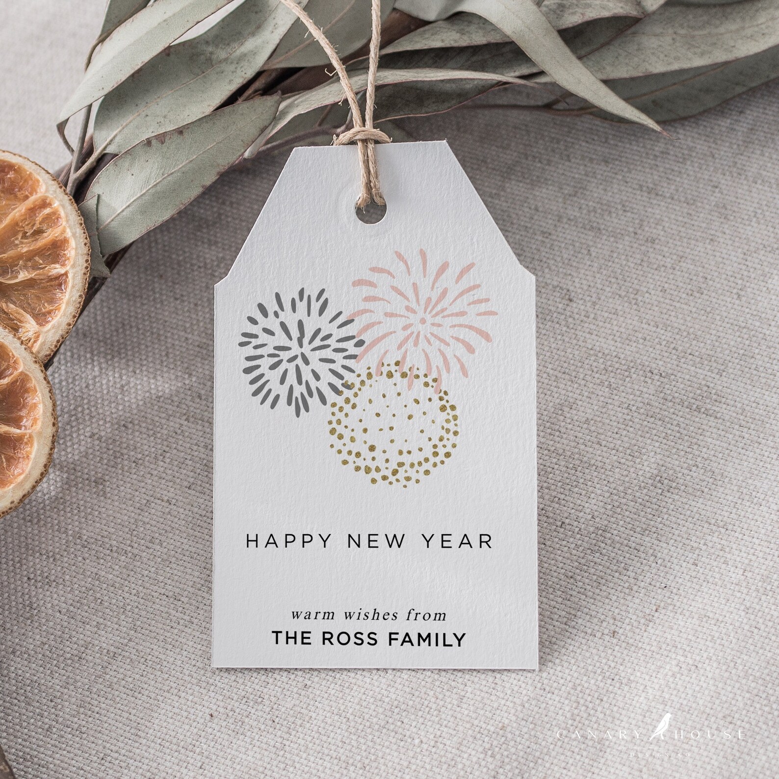 New Year's Gift Tag Template, Printable New Year's Favor Tag, Editable ...