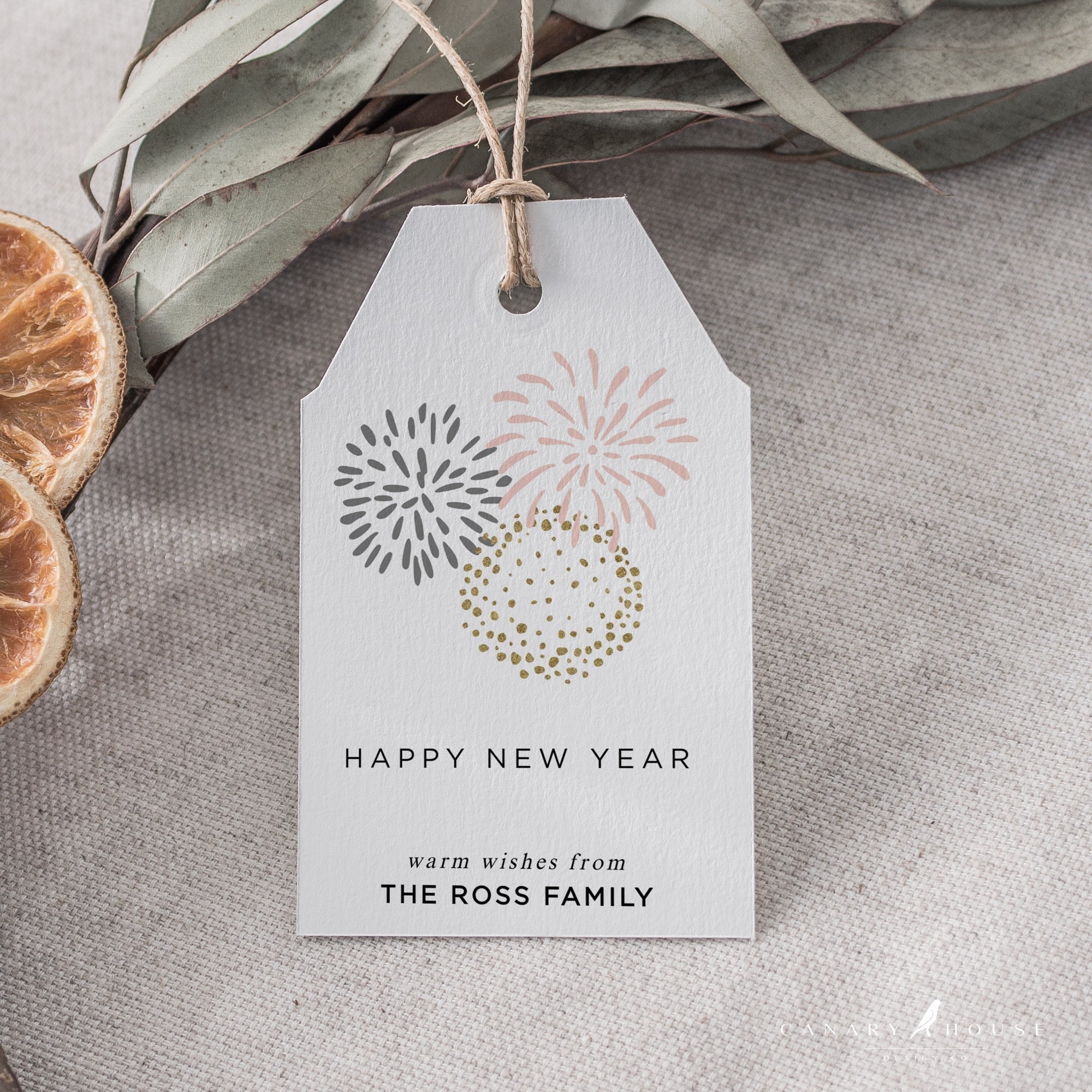 New Year's Gift Tag Template, Printable New Year's Favor Tag, Editable ...