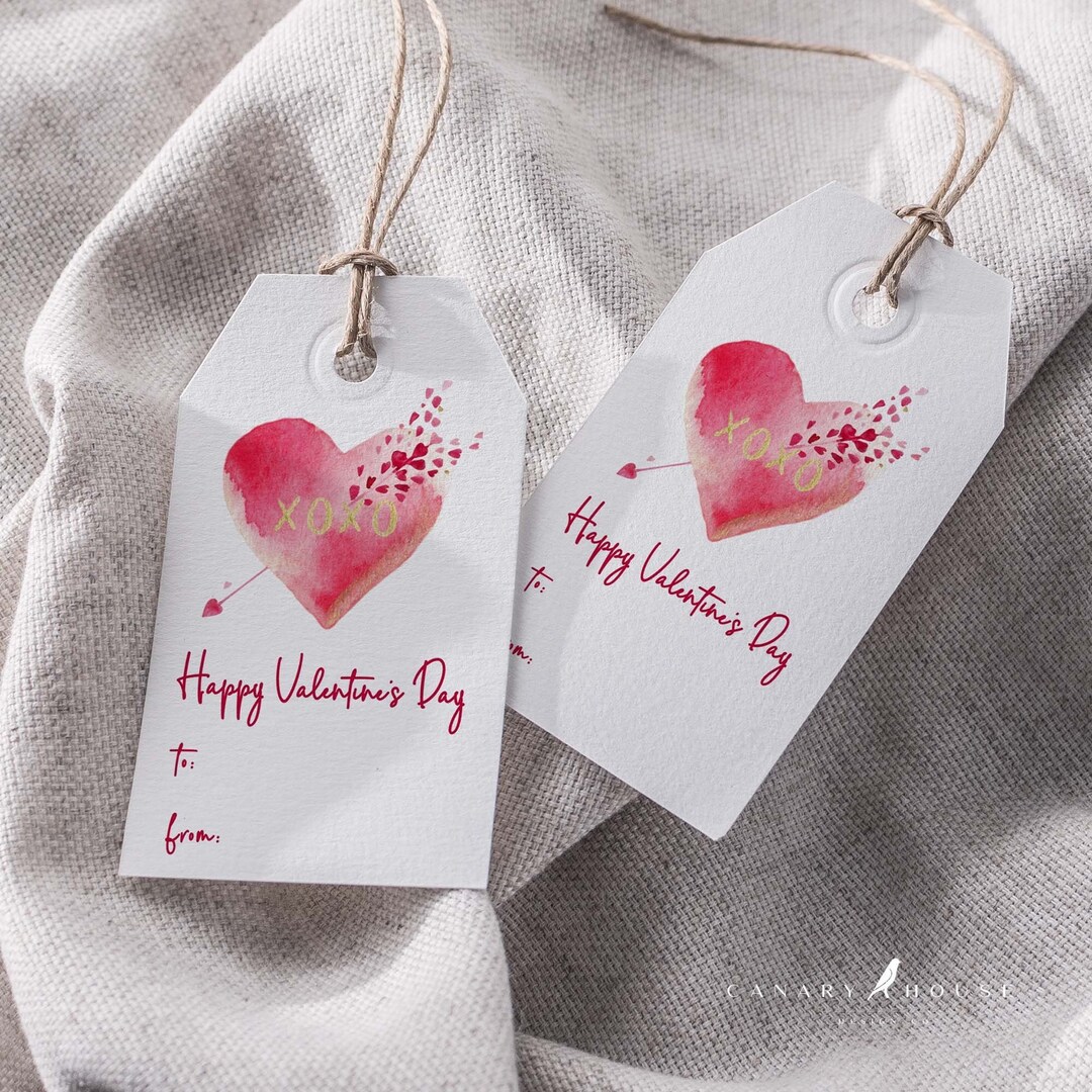 Valentine's Day Gift Tag Template, XOXO Gift Tag, Printable Valentines ...