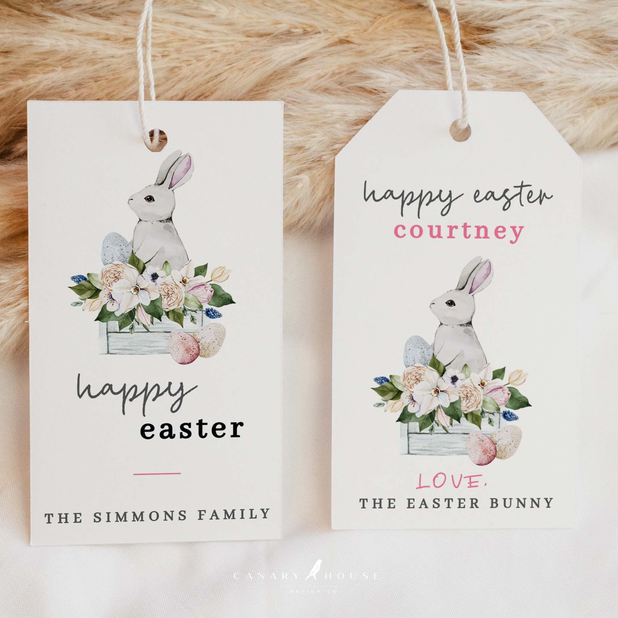 Easter Bunny Gift Tag Set, Printable Easter Favor Tag Template ...