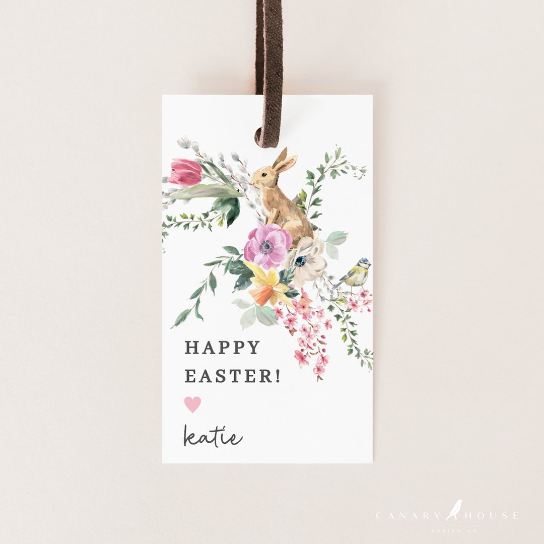 Easter Gift Tag Template, Printable Easter Favor Tag, Editable Easter ...
