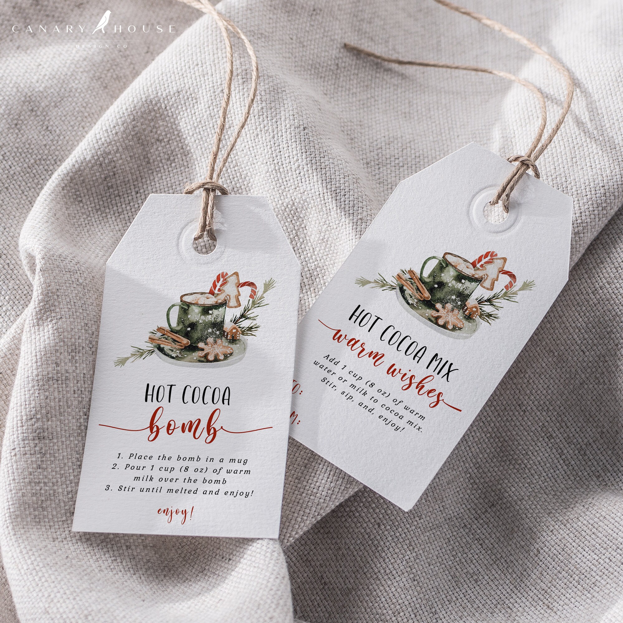 Christmas Hot Chocolate Gift Tags Printable Cocoa Directions - Etsy