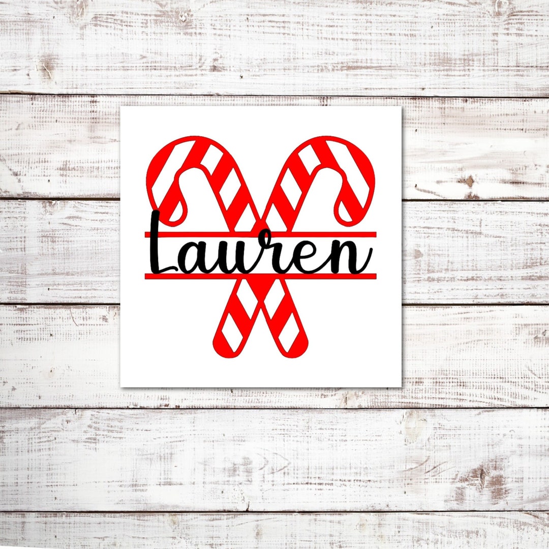 Candy Cane Name Vinyl Decal: Personalized Christmas Tumbler Decoration ...