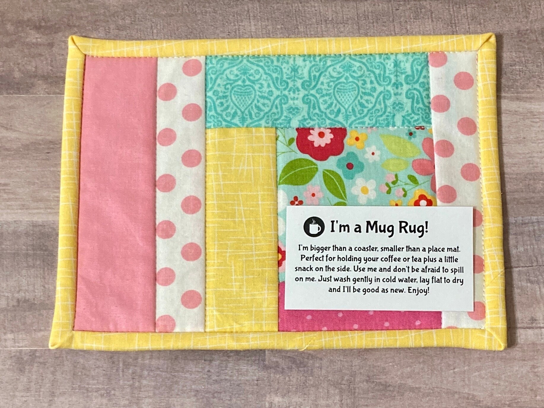 Handmade Quilted Mug Rug – Modern Log Cabin Style Snack Mat - Etsy