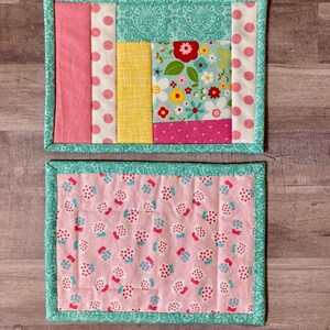 Handmade Quilted Mug Rug – Modern Log Cabin Style Snack Mat - Etsy