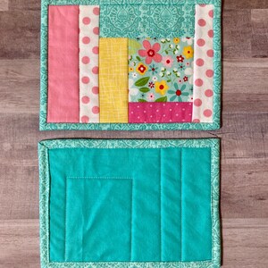 Handmade Quilted Mug Rug – Modern Log Cabin Style Snack Mat - Etsy