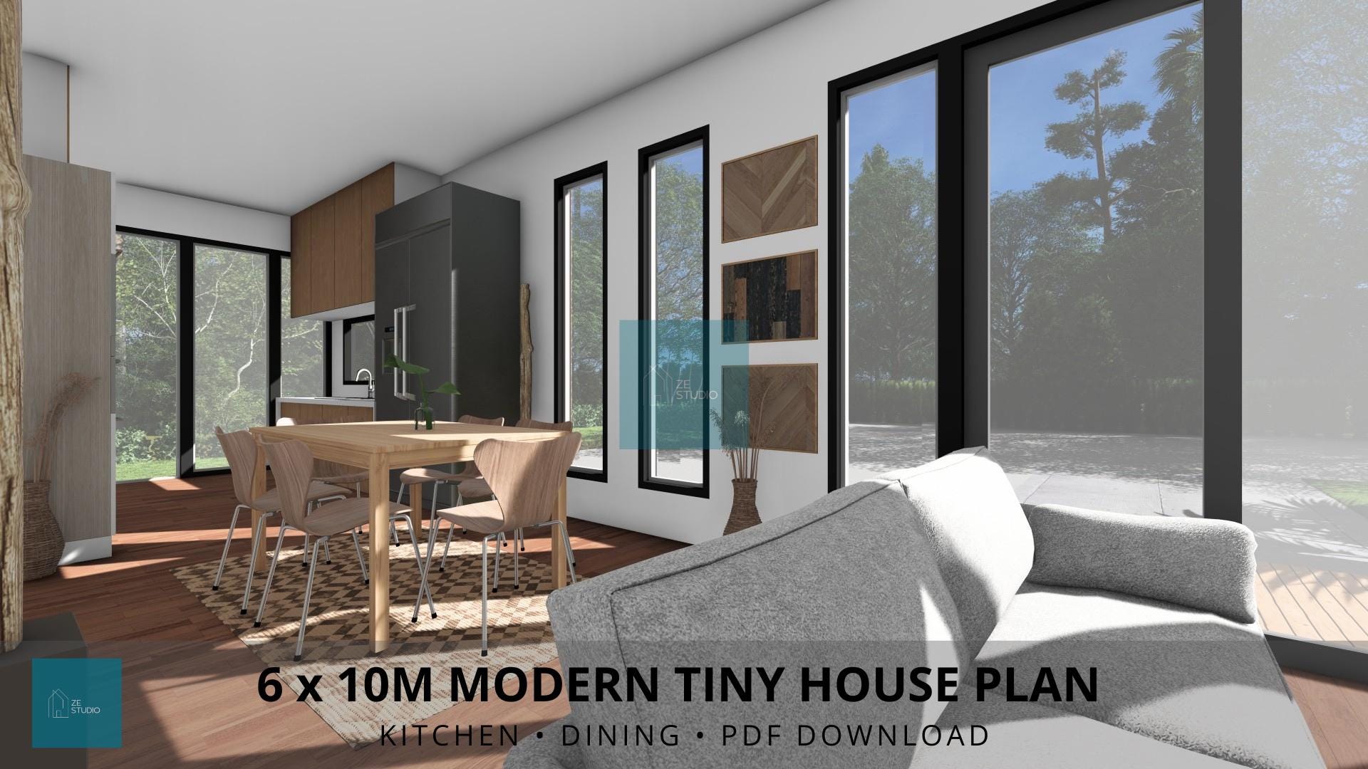 6m X 10m Modern Tiny House Plan | 2 Bedrooms, 1 Bathroom | Modern ...