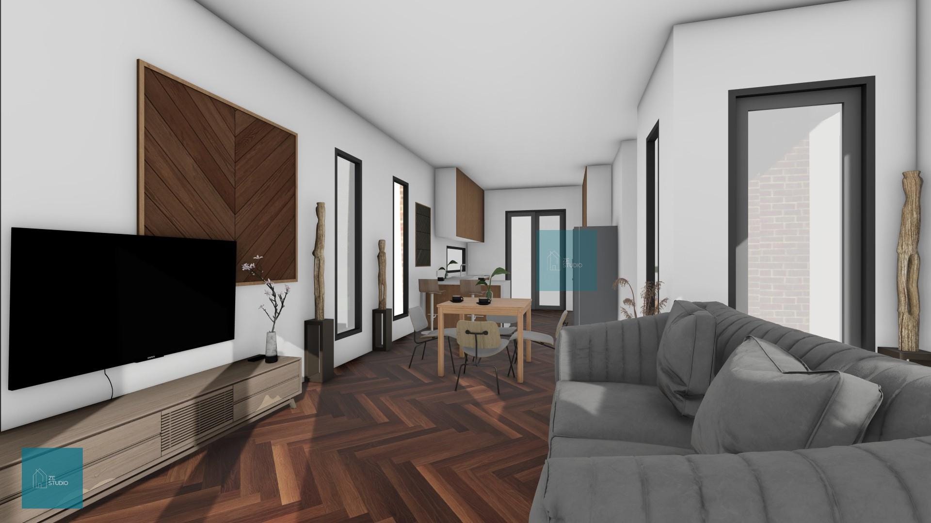 10x12m Modern L-shaped Tiny House Plan | 2 Bedroom + 1 Bathroom ...