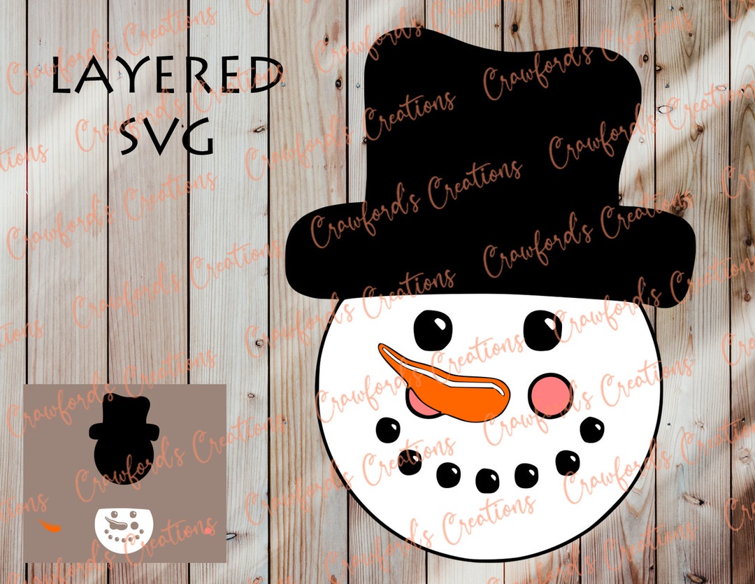 Snowman Face With Hat SVG - Etsy
