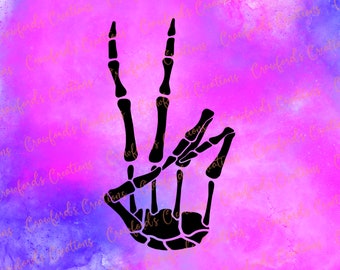 Skeleton Hand Peace Sign SVG Bones Tattoo Decal T-shirt - Etsy