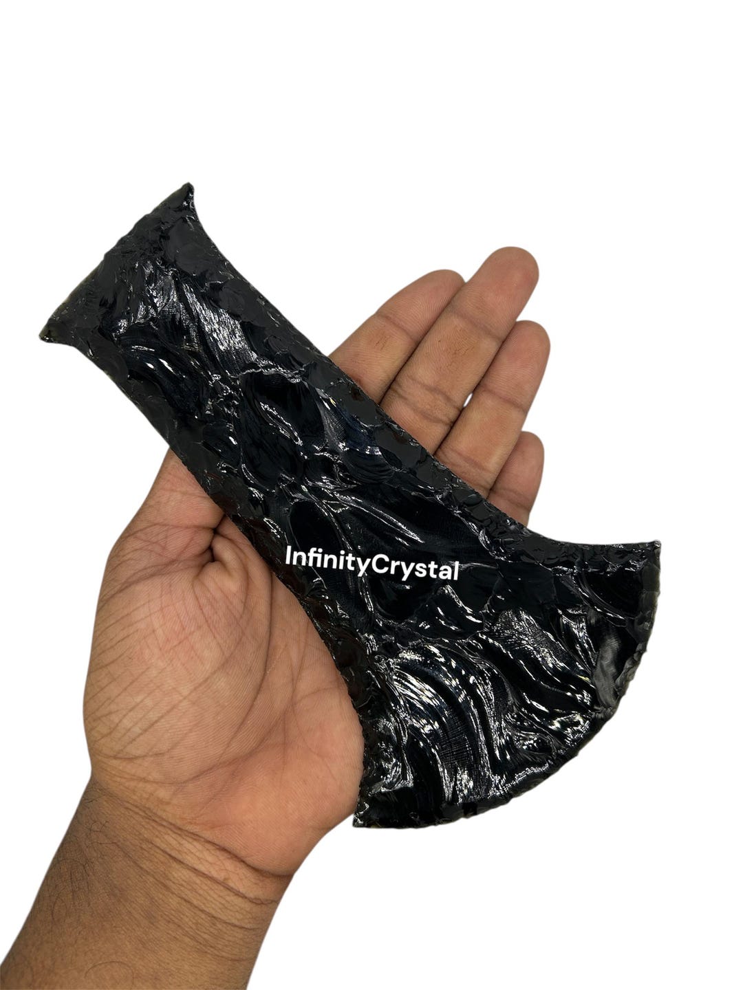 Handmade Black Obsidian Axe Head – Knapped Volcanic Glass Artifact (7 ...