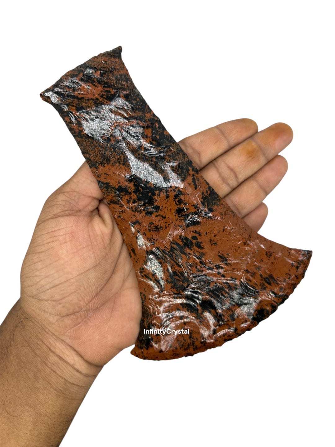 7” Mahogany Obsidian Axe Head, Hand Knapped Volcanic Glass, Viking ...