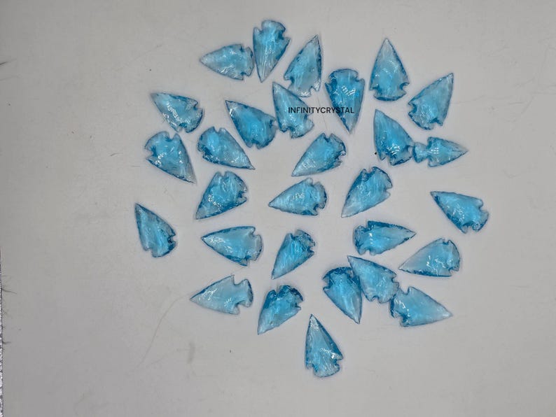Blue Topaz Glass Arrowheads 1–1.5” | Handmade Bulk Set for Jewelry ...