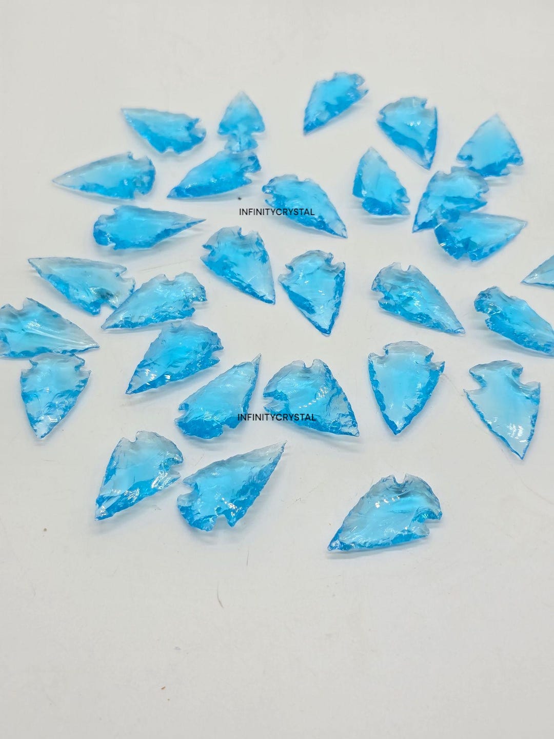 Blue Topaz Glass Arrowheads 1–1.5” | Handmade Bulk Set for Jewelry ...