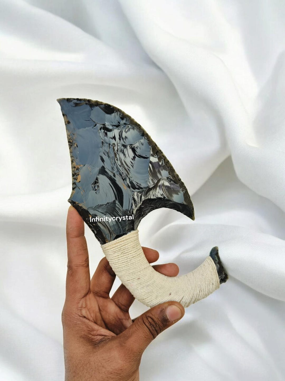 XL Obsidian Axe With White Thread,hand Carved Diy Axe,home Decoration ...