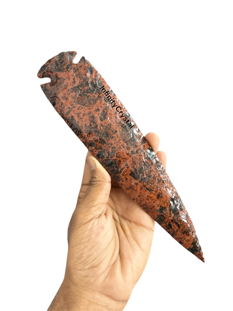 10" Mahogany Obsidian Arrowhead, Hand Knapped Crystal Blade, Collector ...