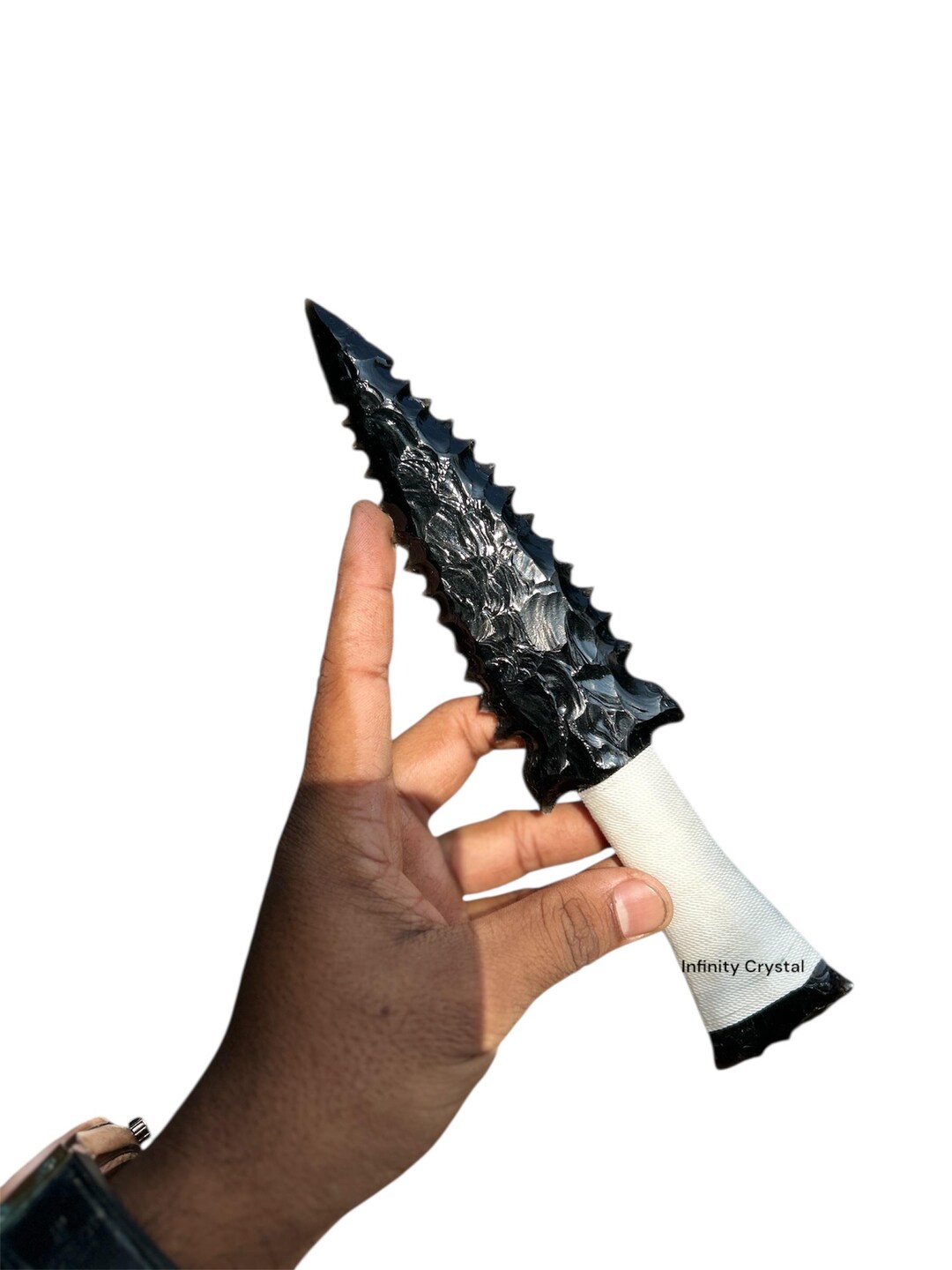 10” Large Black Obsidian Dagger, Viking Athame - Flint Knapped Ritual ...
