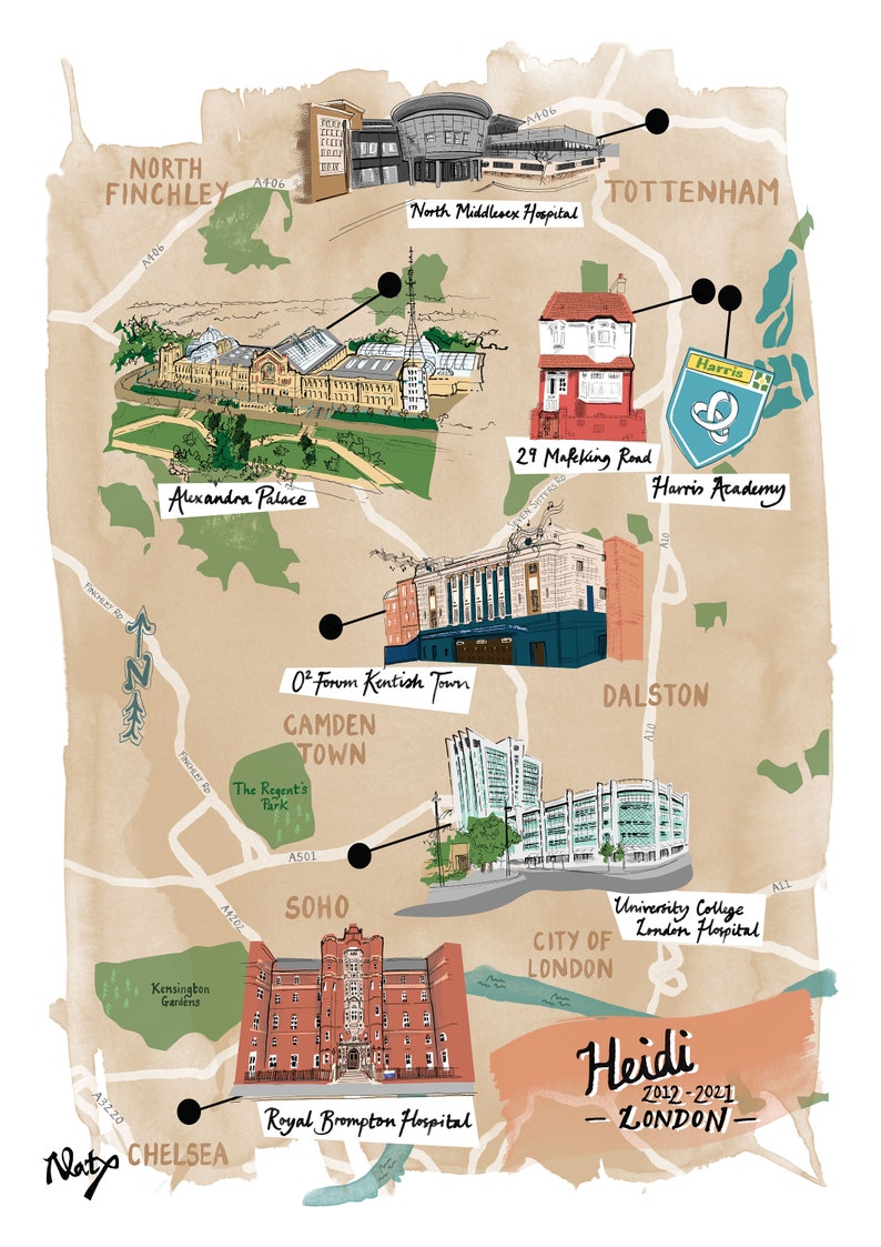 PRINTED Personalised Inky Memory Maps Custom Map - Etsy