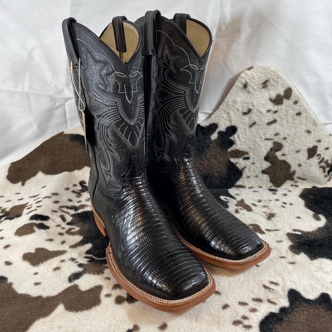 Men’s Authentic Lizard Skin Cowboy Boots Black 9US - Etsy