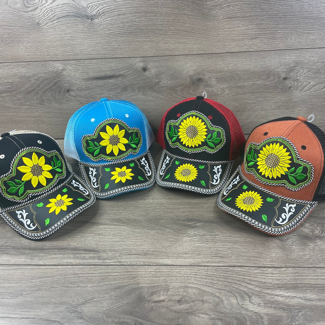 Sunflower Embroidered Jaripeo Rodeo Hat Gorra Charra Con Girasoles - Etsy