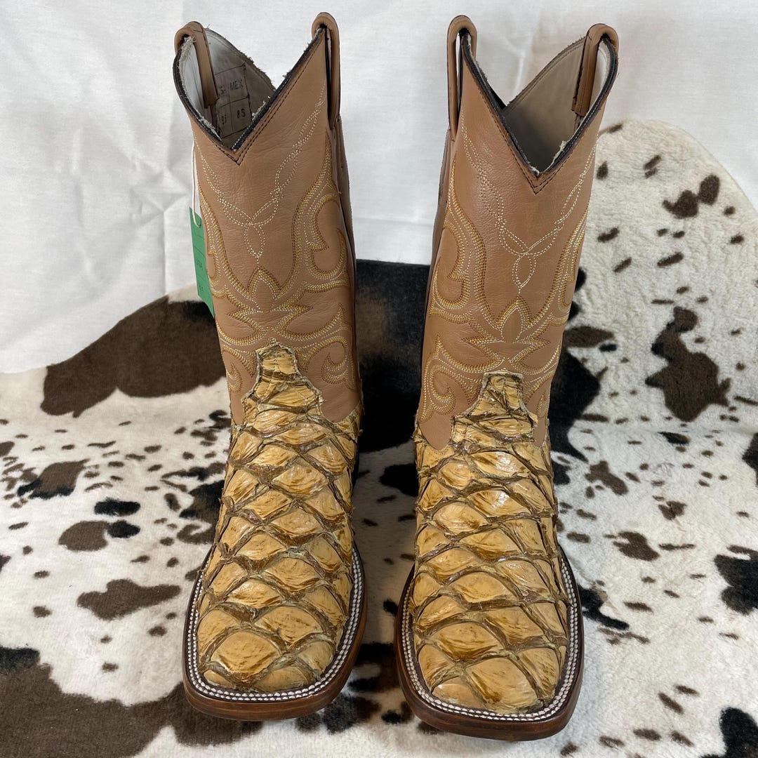 Men’s Genuine Piraruca Fish Skin Western Cowboy Boots 9.5 US - Etsy