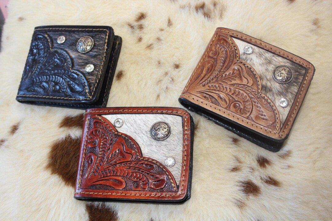 Hand Made Mexico Leather Handtooled Western Wallet- Carteras Cincelado ...