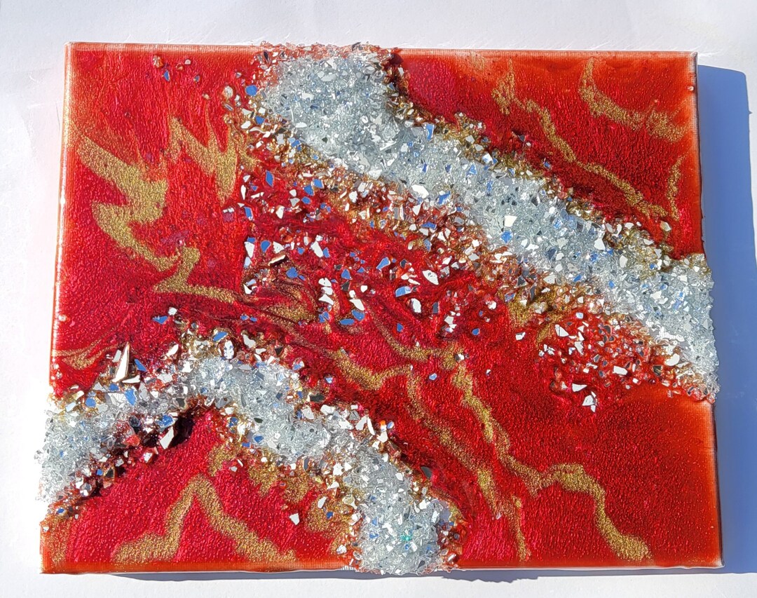 Red Geode Wall Art, Crystal Wall Decor, Resin Geode Canvas, Luxury Wall ...