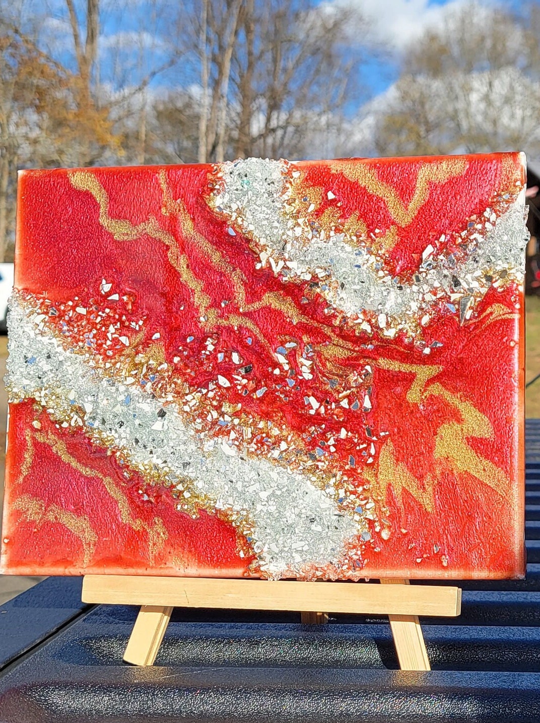 Red Geode Wall Art, Crystal Wall Decor, Resin Geode Canvas, Luxury Wall ...