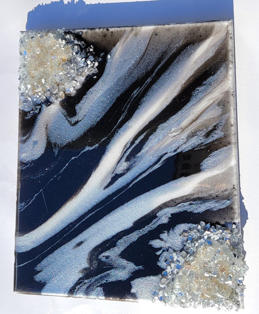 Black Geode Wall Art, Geode Wall Decor, Resin Geode Canvas, Luxury Wall ...