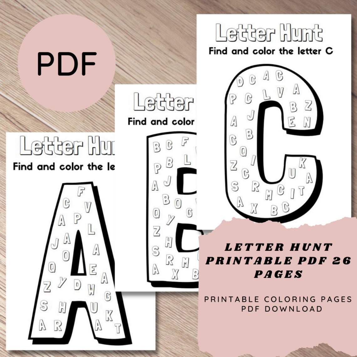Letter Hunt Printable Coloring Pages - All 26 Letters - Instant ...