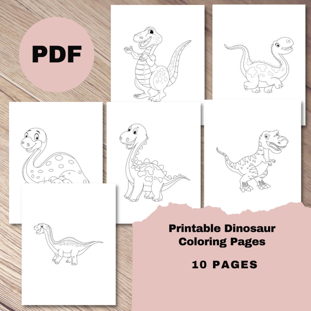 Dinosaur Coloring Pages - Printable PDF - Etsy