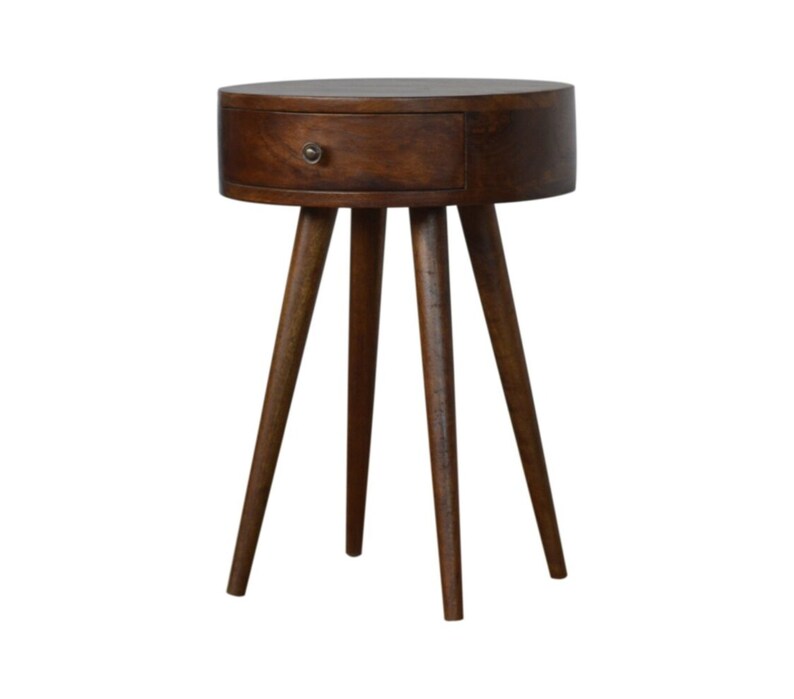Small Circular Bedside Table Mid Century Modern Rounded - Etsy