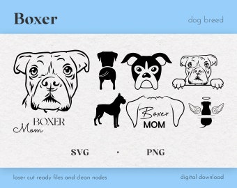 Dog Breed Boxer Outline Svg - Etsy
