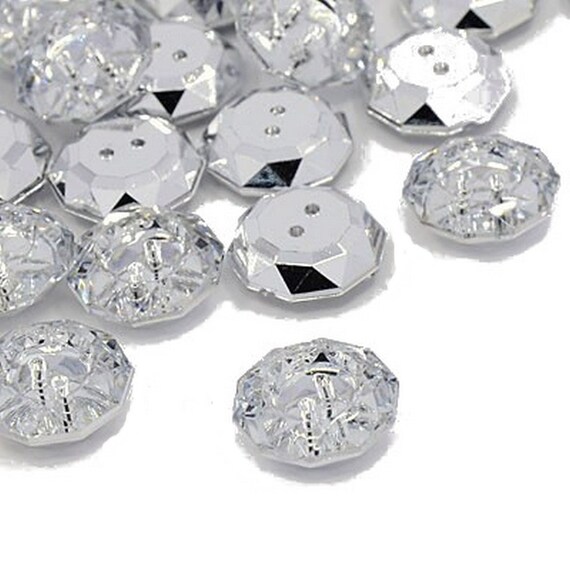 10 BUTTONS Acrylic STRASS Transparent 2 Holes Round Diameter | Etsy