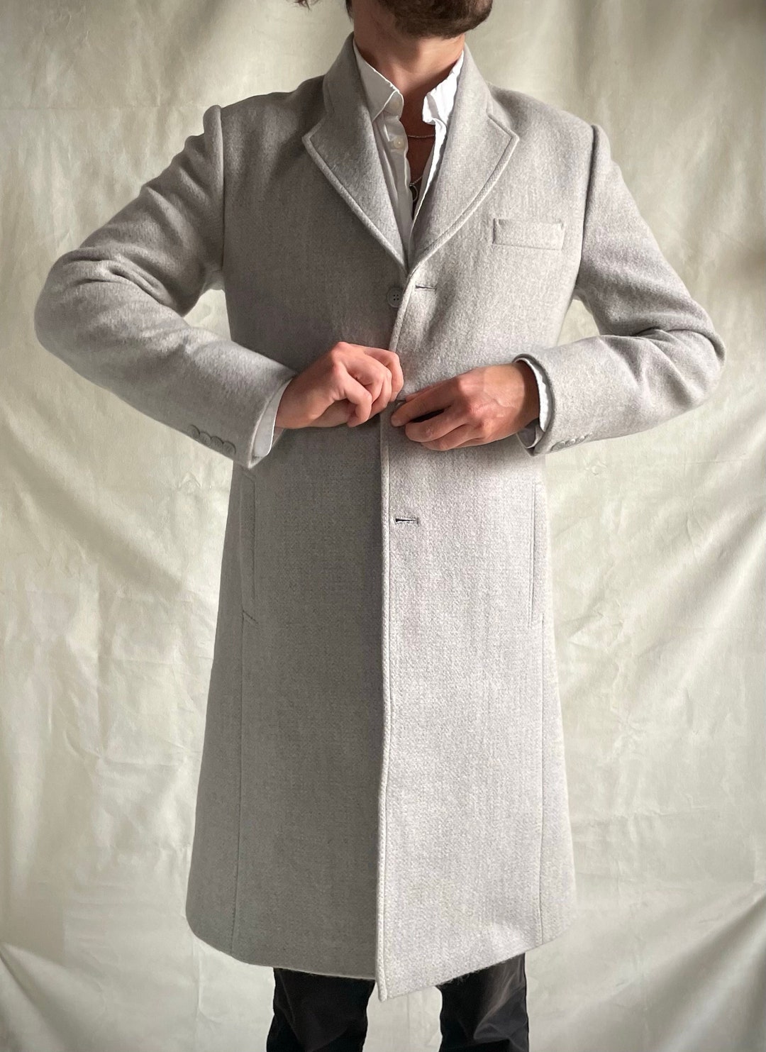 Heritage Topcoat in Handwoven Gray Wool | Designer Coat, Navy Coat ...